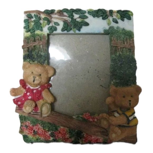 Accents | Vintage Ceramicresinteddy Bear Picture Frame Home Decor ...